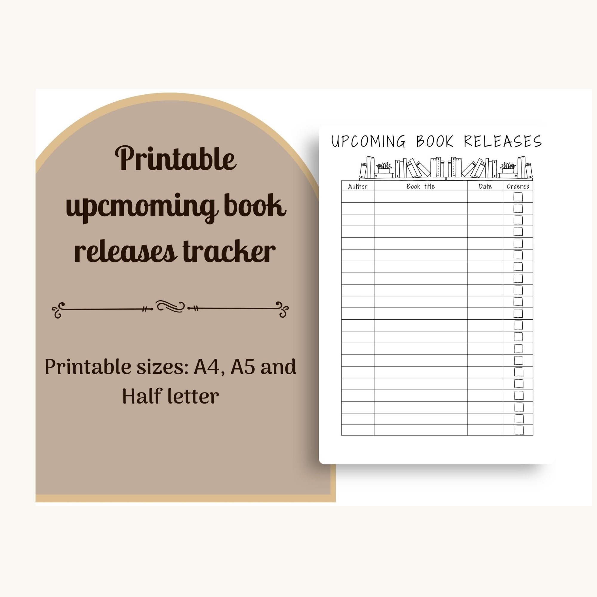 Upcoming Book Releases Tracker Book Tracker Reading Log Printable ...
