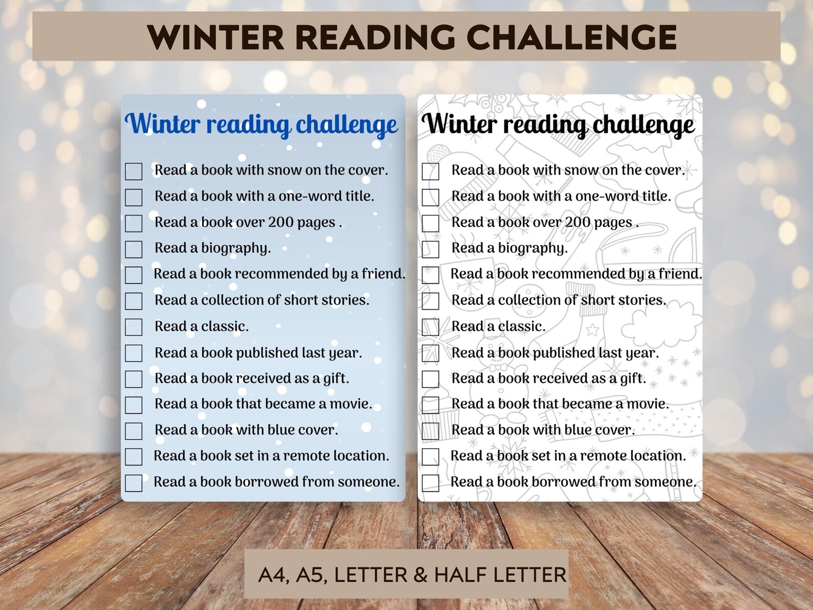 Winter Reading Challenge Printable: Book Tracker, Cozy Bookish Planner ...
