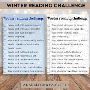 Winter Reading Challenge Printable: Book Tracker, Cozy Bookish Planner ...