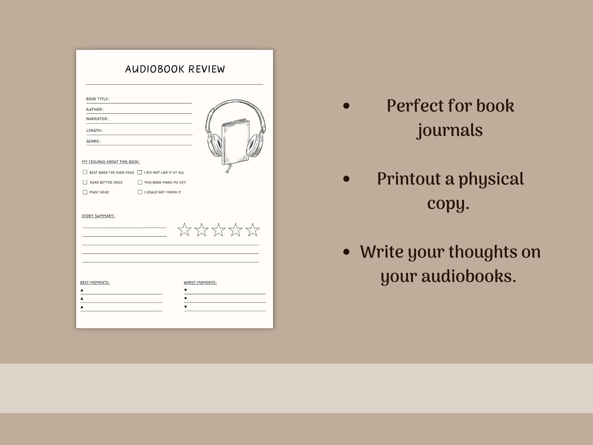 Audiobook Review - Printable Audiobook Review - Printable Template ...