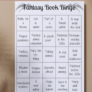 Fantasy Book Bingo - Printable Book Bingo - Printable Tracker - Reading ...