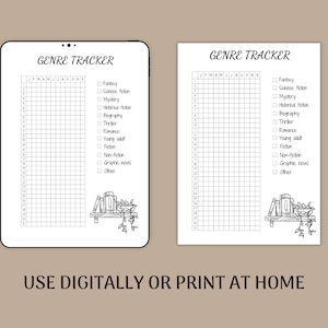 Printable Book Genre Tracker: Reading Journal Log (digital Download) - Etsy
