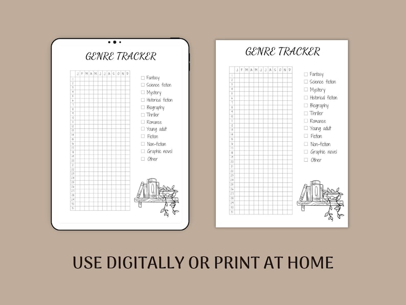 Printable Book Genre Tracker: Reading Journal Log (digital Download) - Etsy