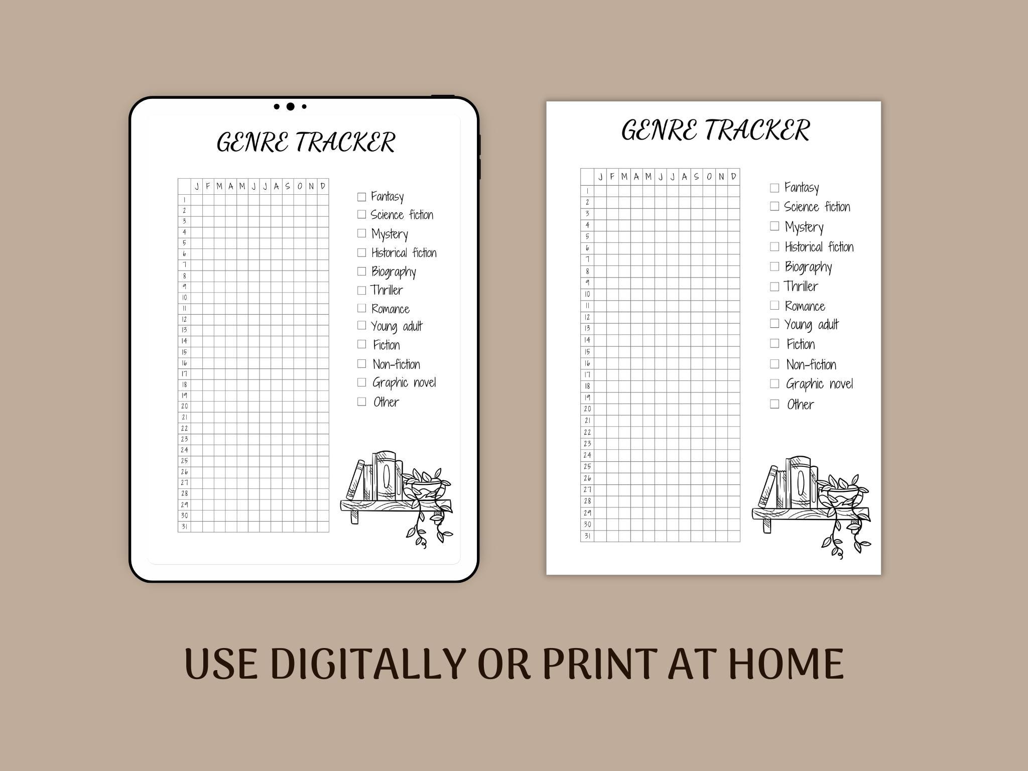 Book Genre Tracker Printable Journal Page Book Journal Digital Download ...
