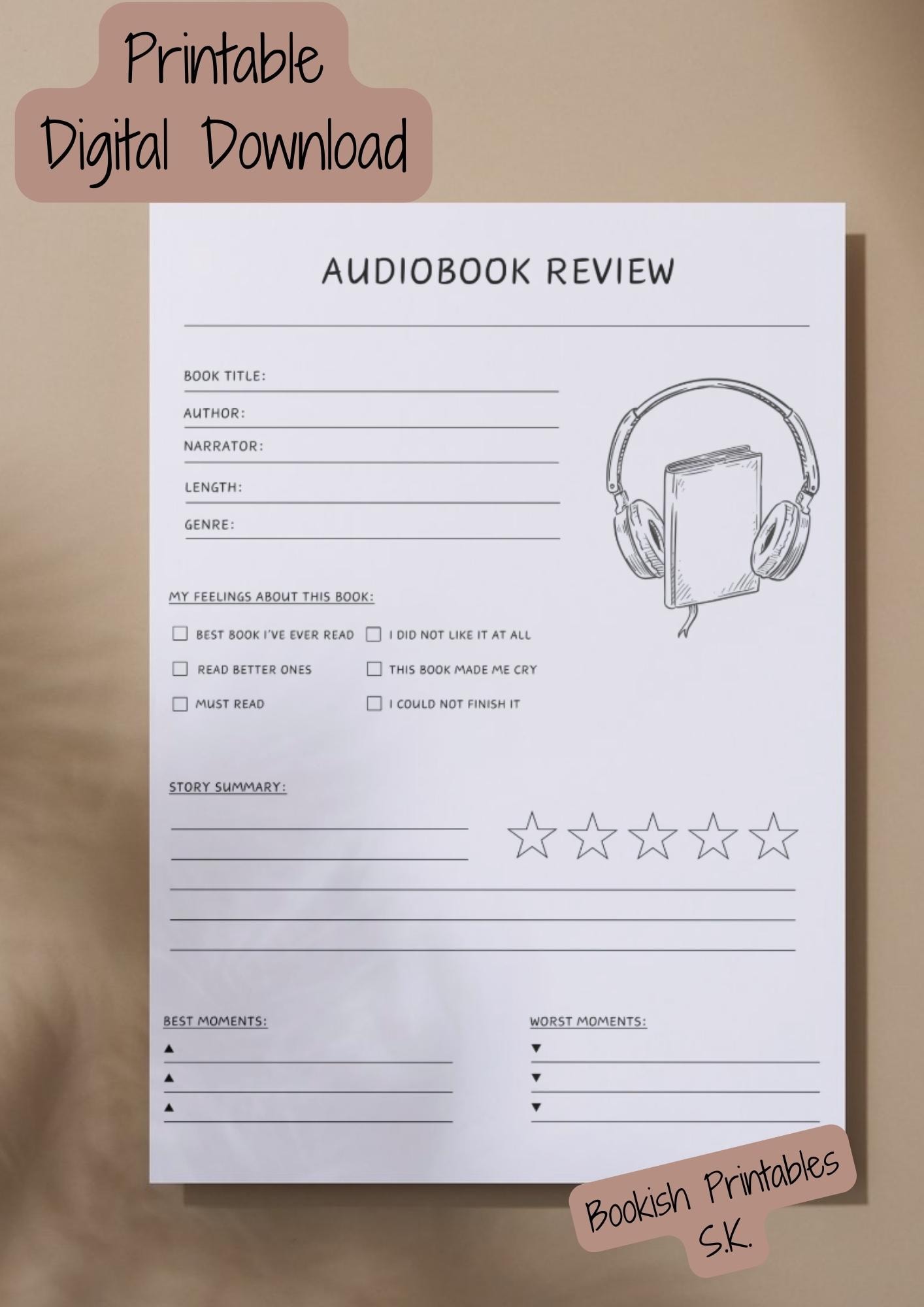 Audiobook Review - Printable Audiobook Review - Printable Template ...