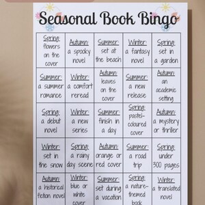 Printable Seasonal Book Bingo: Reading Challenge Game (PDF Download A4 ...