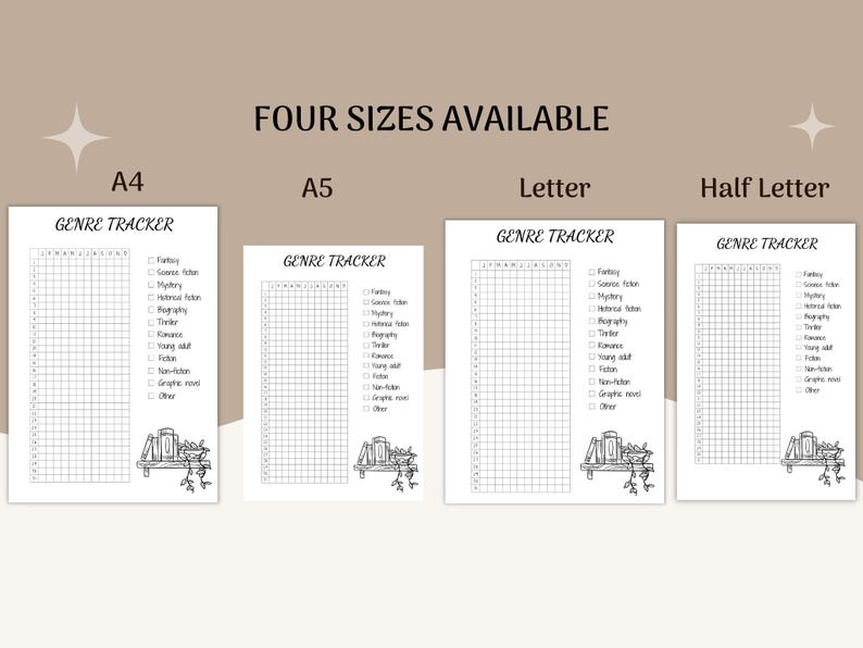 Printable Book Genre Tracker: Reading Journal Log (digital Download) - Etsy