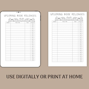 Upcoming Book Releases Tracker - Book Tracker - Reading Log - Printable ...