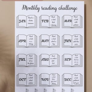 Printable Monthly Reading Challenge Tracker: Book Planner PDF - Etsy
