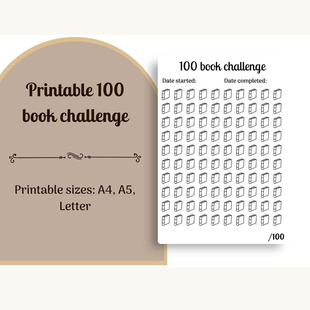 Printable 100 Book Challenge Tracker - Reading Log - Reading Tracker ...