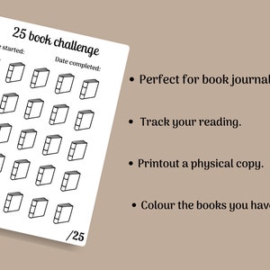 Printable 25 Book Challenge Tracker - Reading Log - Reading Tracker ...