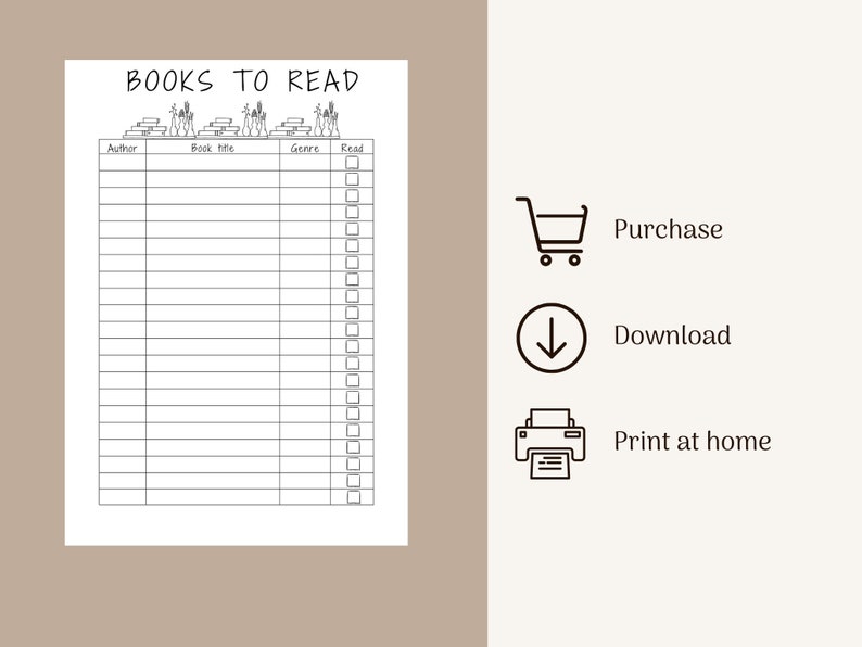 Books to Read List - Book Reading Tracker Printable - Book List ...