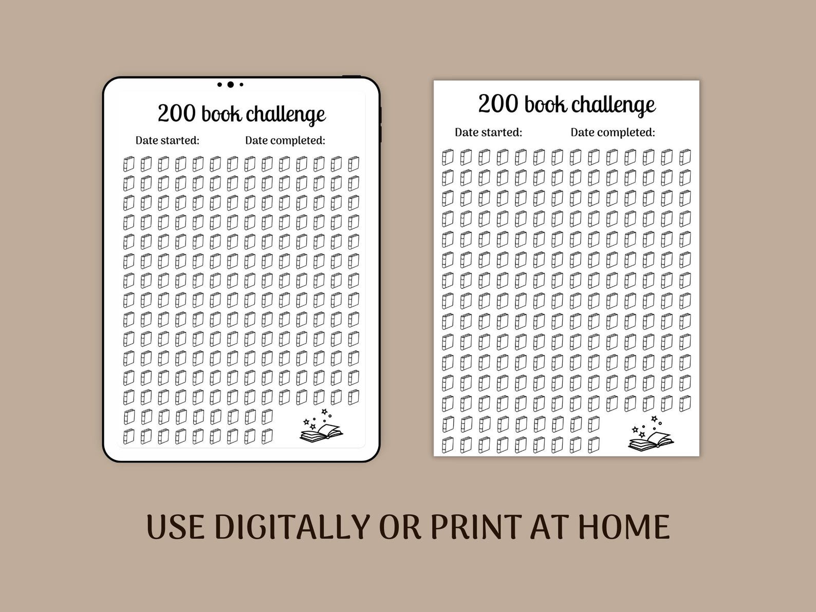 200 Book Reading Challenge Tracker: Printable Journal Page (PDF ...