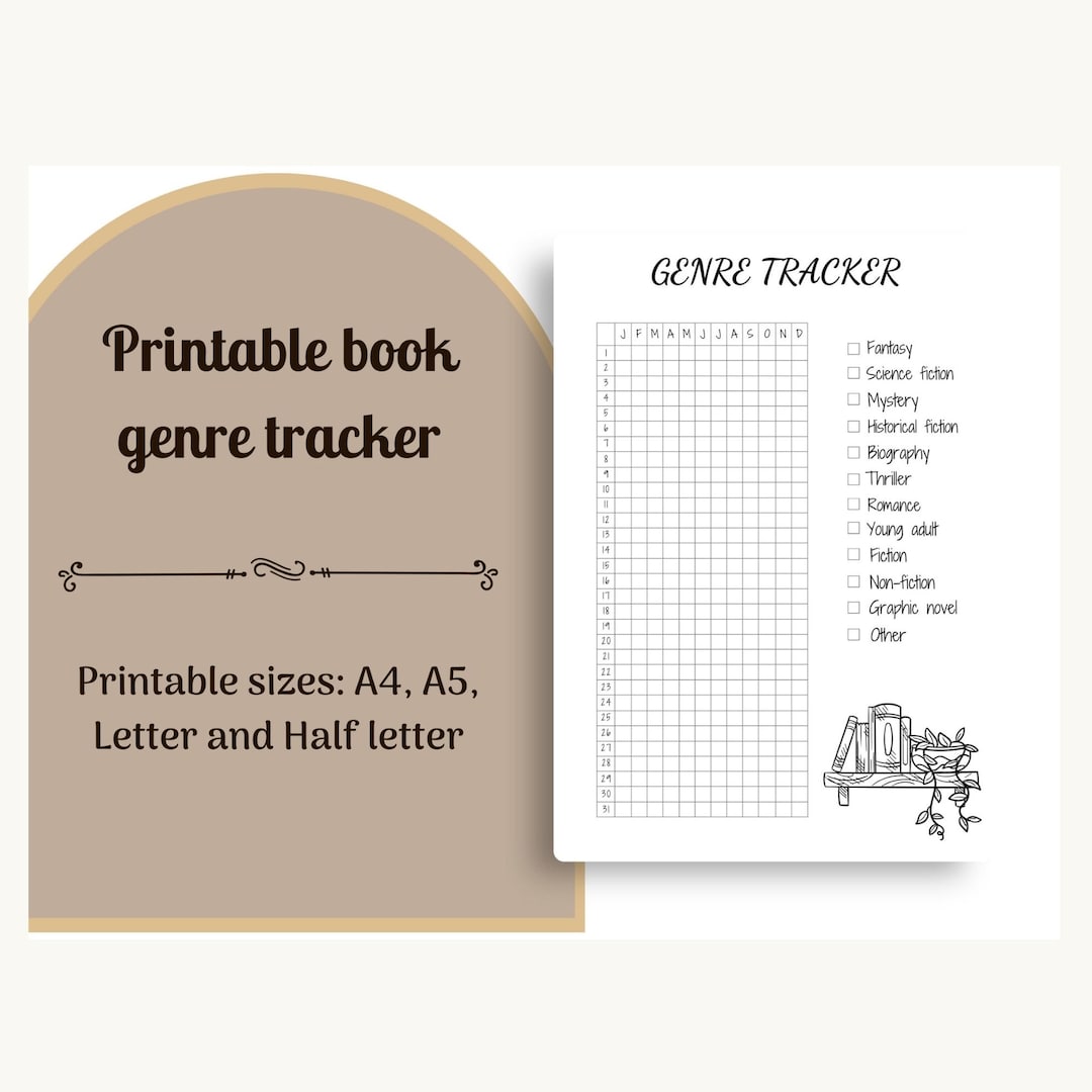 Book Genre Tracker - Printable Journal Page - Book Journal - Digital ...
