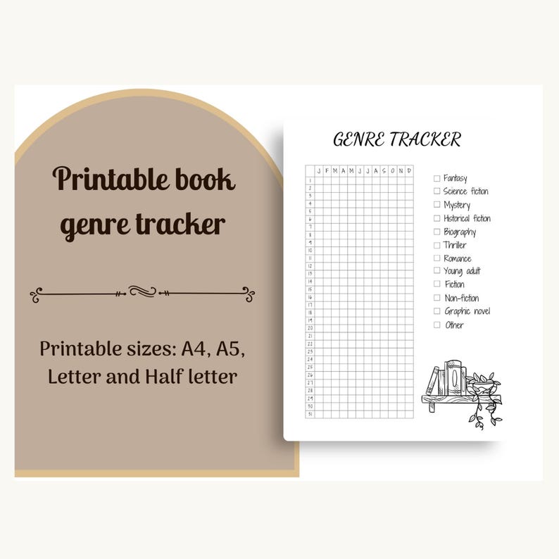 Book Genre Tracker - Printable Journal Page - Book Journal - Digital ...