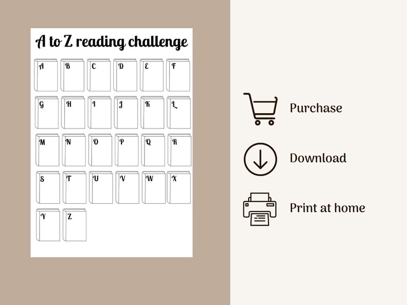 A to Z Reading Challenge Printable Reading Challenge Reading Tracker ...