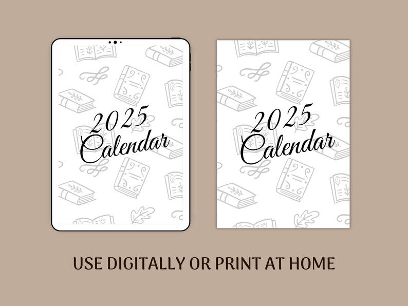 Printable Calendar 2025 Book Themed Calendar 12 Month Calendar Book ...