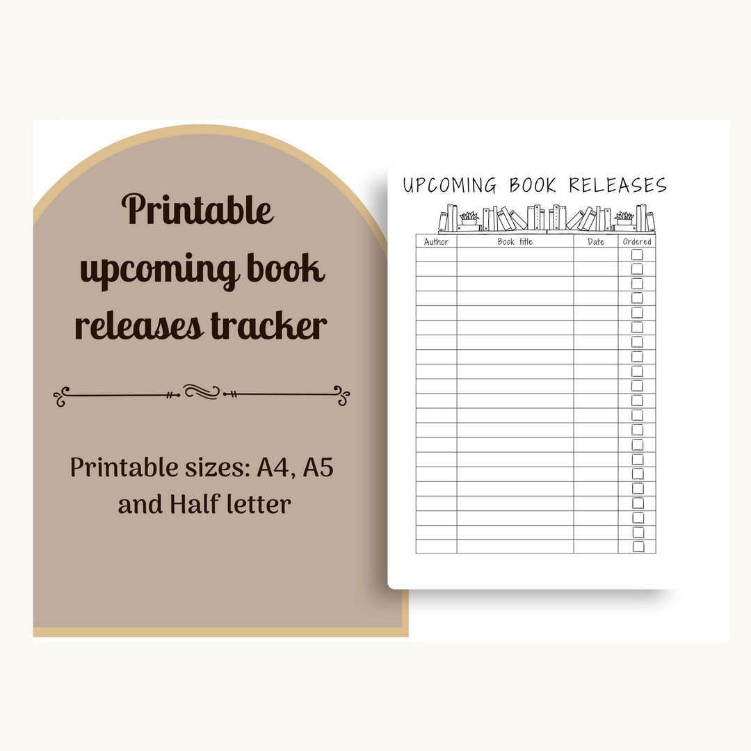 Upcoming Book Releases Tracker - Book Tracker - Reading Log - Printable ...