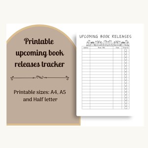 Upcoming Book Releases Tracker - Book Tracker - Reading Log - Printable ...