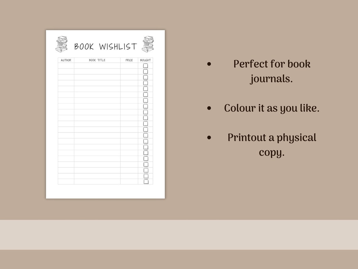 Printable Book Wishlist Book Tracker Reading Tracker Reading Log ...