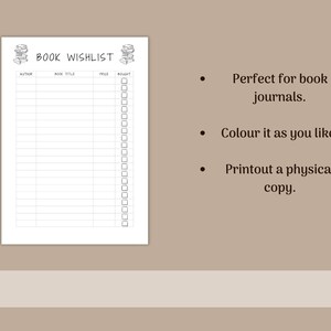 Printable Book Wishlist - Book Tracker - Reading Tracker - Reading Log ...