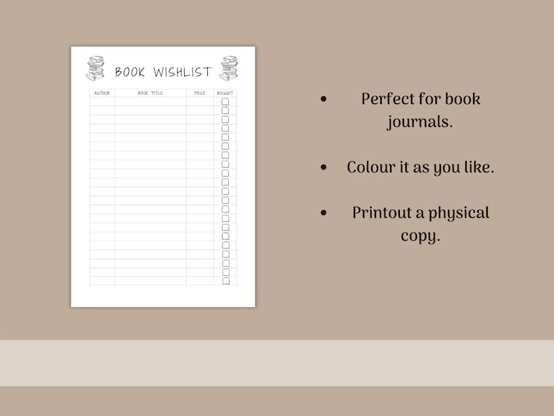 Printable Book Wishlist Book Tracker Reading Tracker Reading Log ...