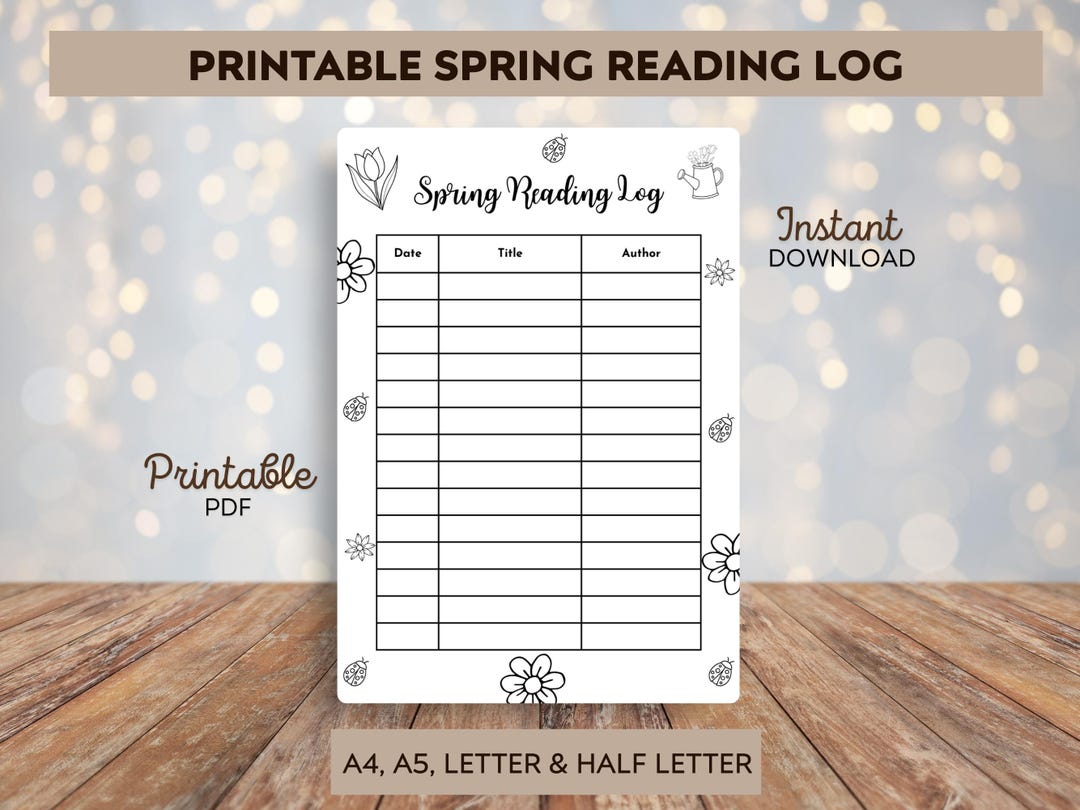 Spring Reading Log Printable – Seasonal Book Tracker (digital Download ...
