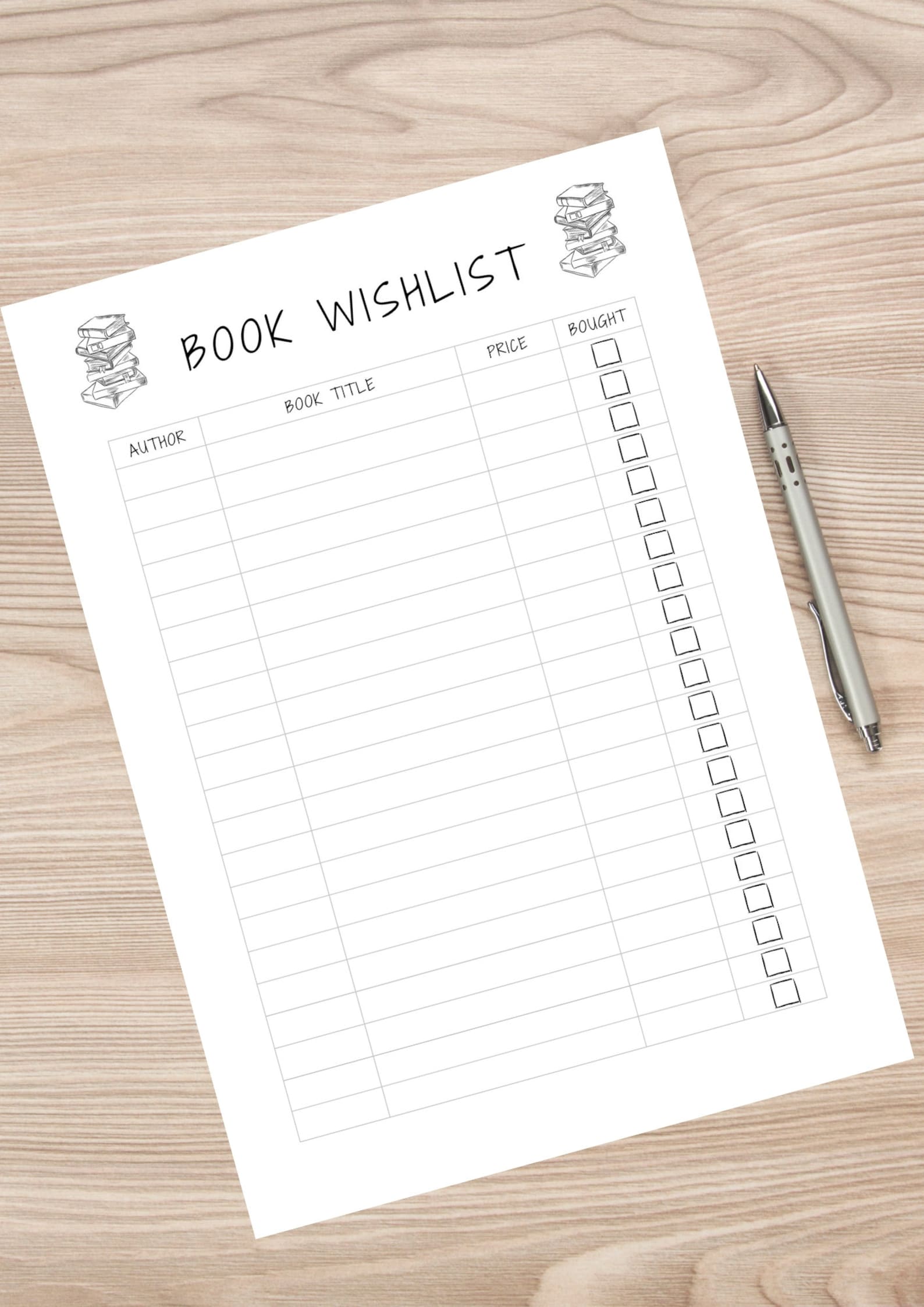 Printable Book Wishlist - Book Tracker - Reading Tracker - Reading Log ...