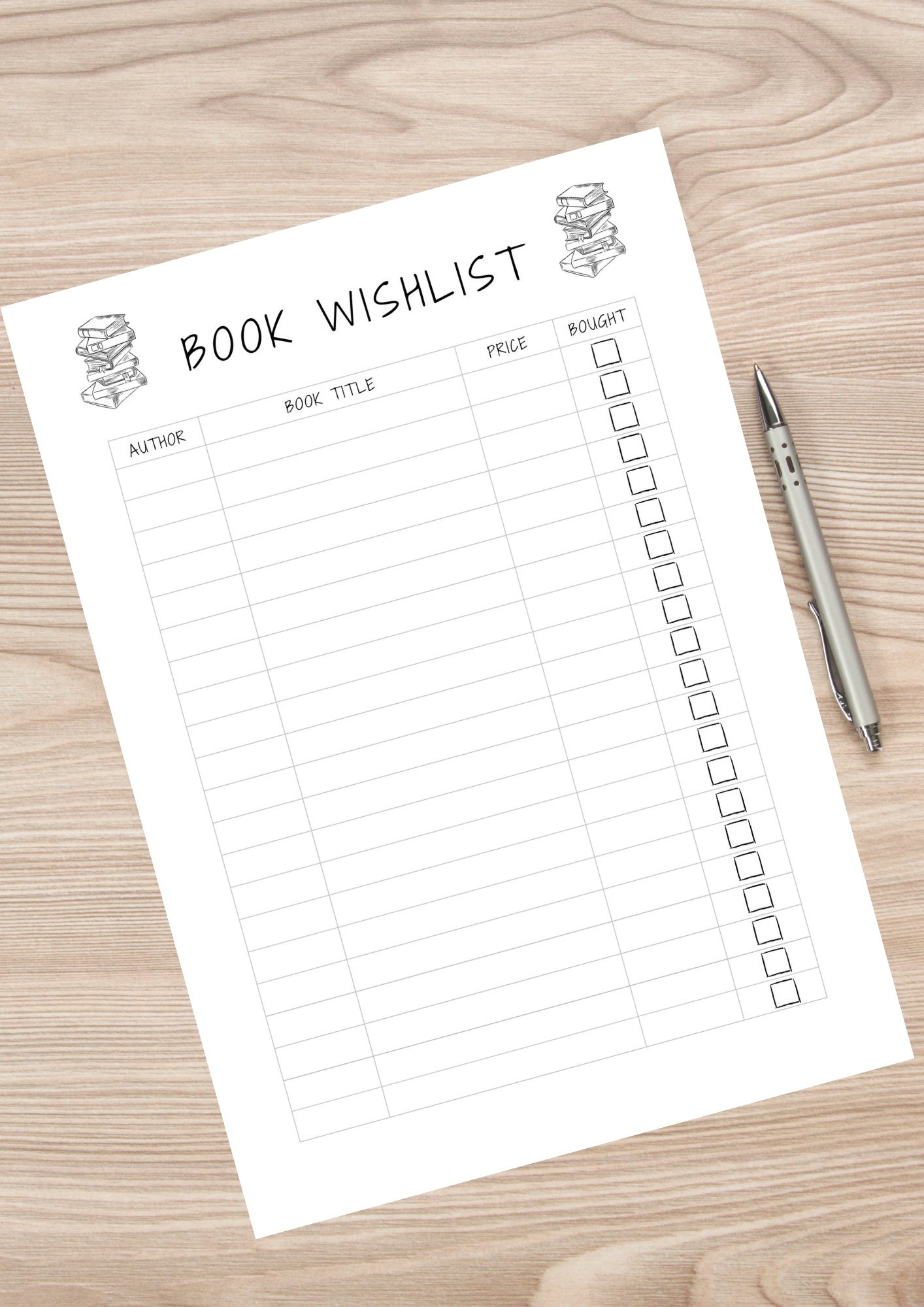 Printable Book Wishlist - Book Tracker - Reading Tracker - Reading Log ...