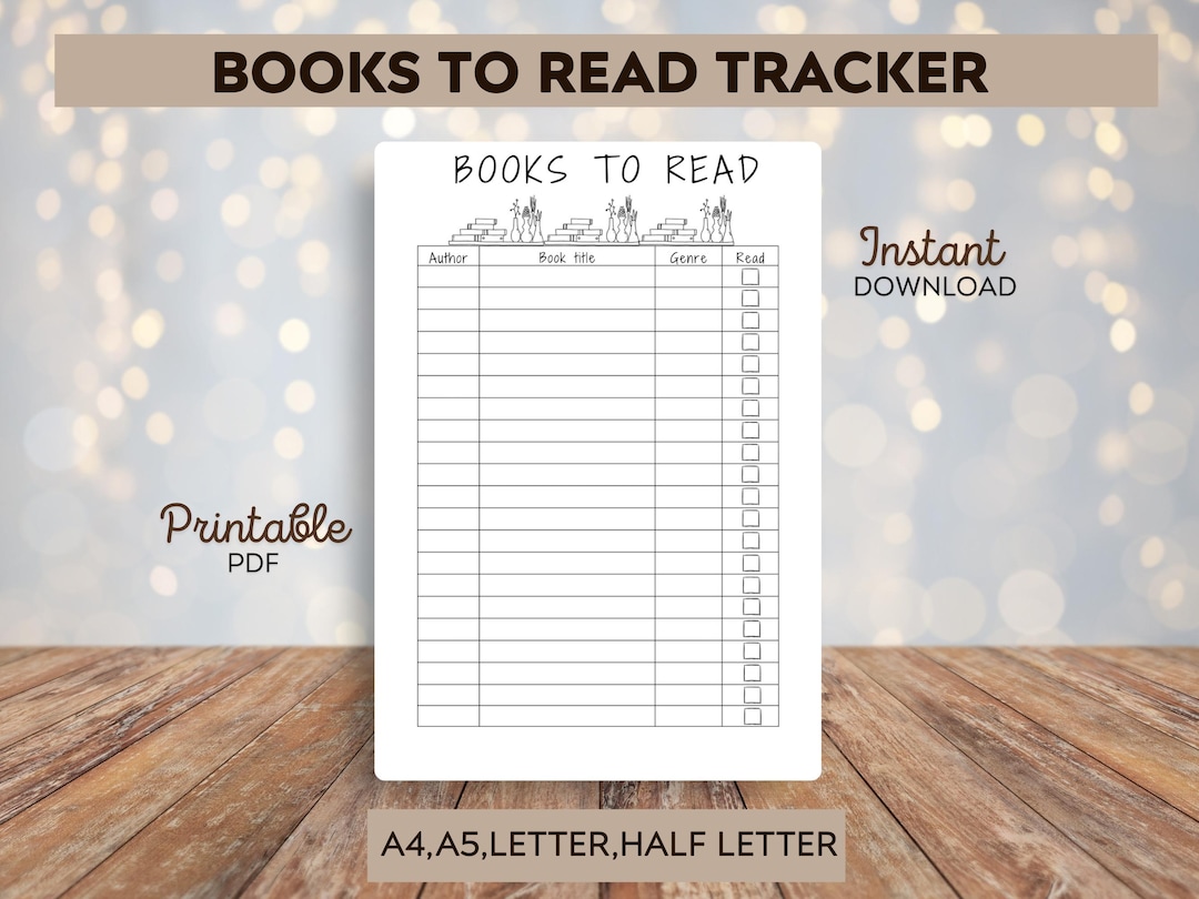 Books to Read List - Book Reading Tracker Printable - Book List ...