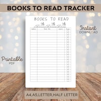 Printable TBR List to Be Read Books for Book Club Members Kit Reading ...