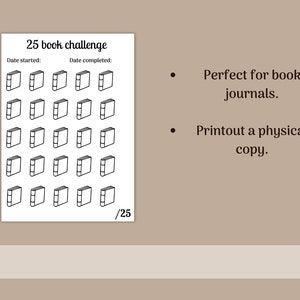 Printable 25 Book Challenge Tracker - Reading Log - Reading Tracker ...