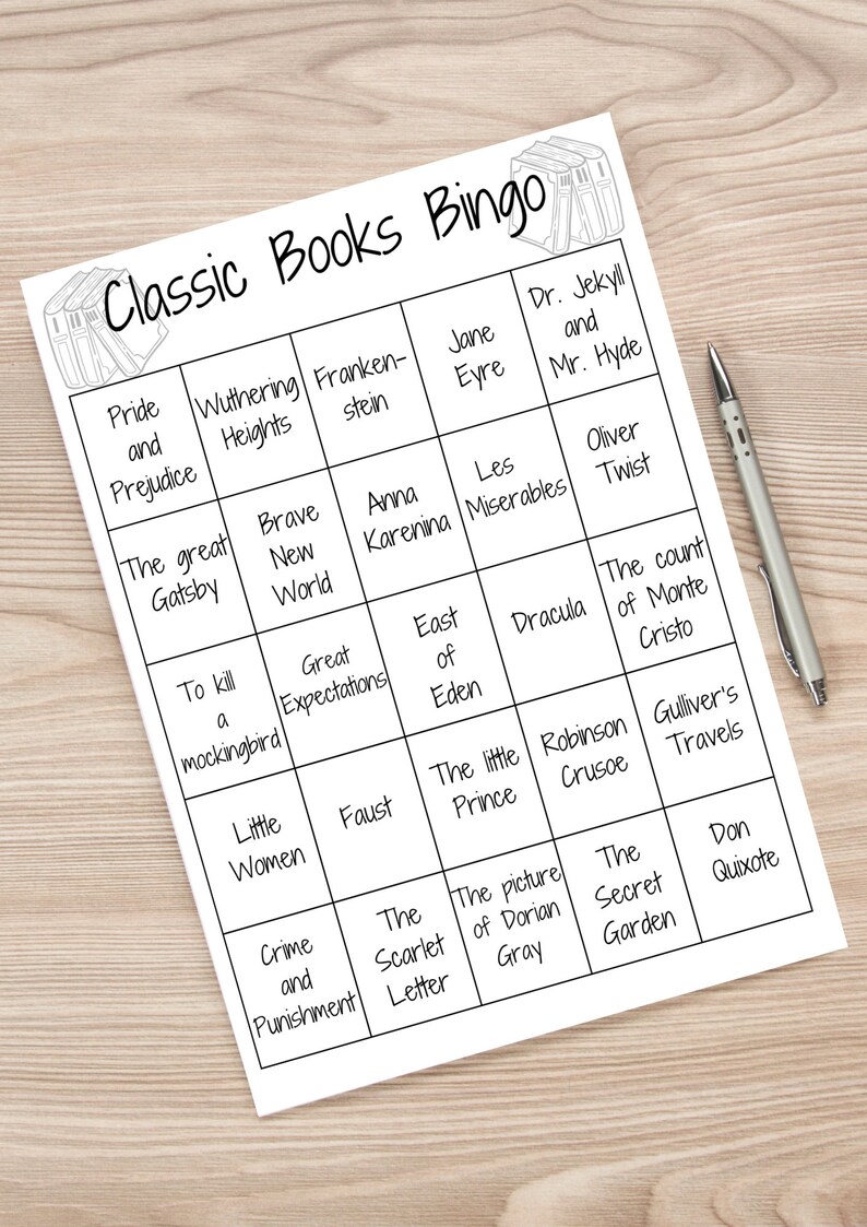 Classic Book Bingo Printable Book Bingo Printable Tracker Reading ...