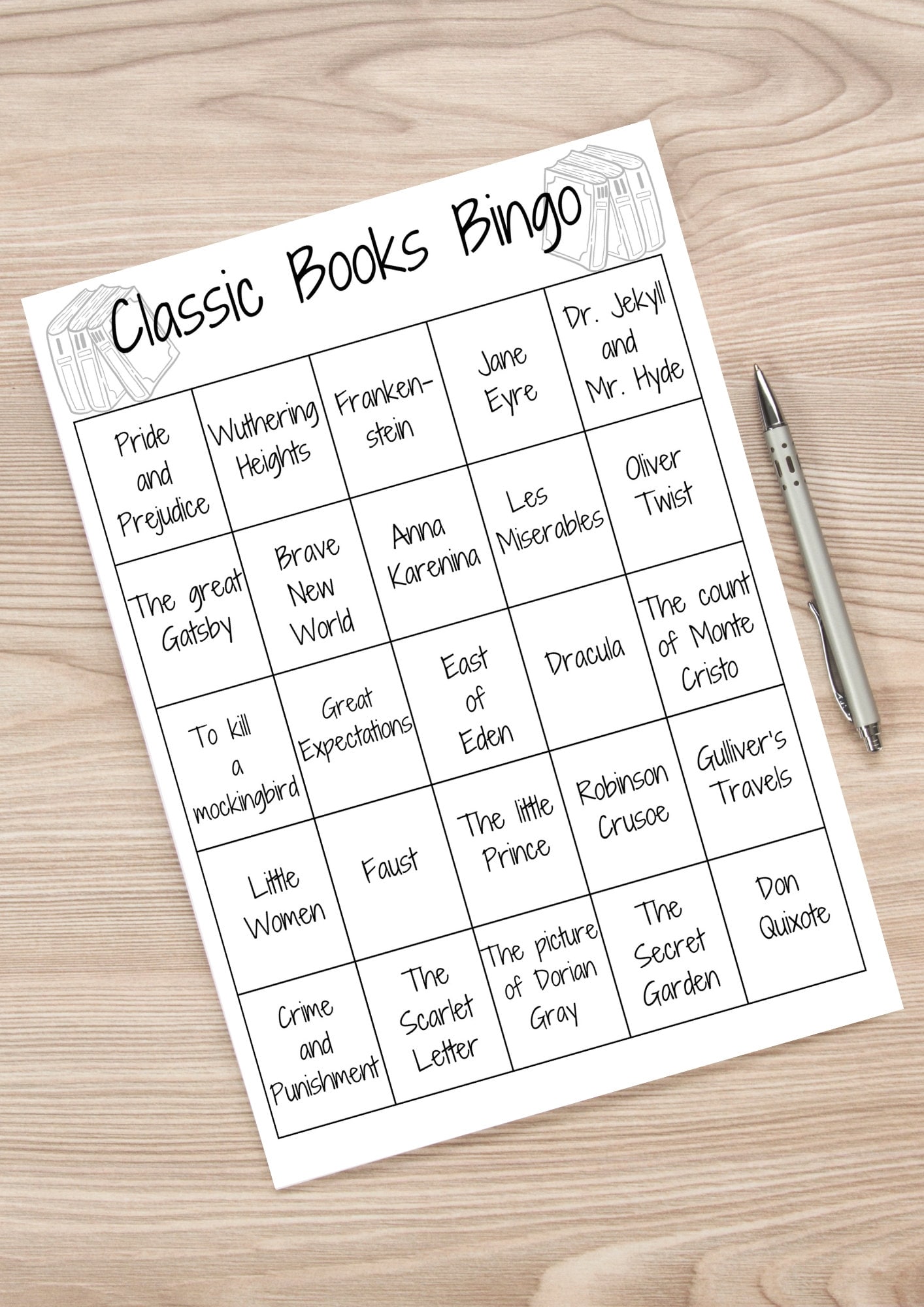 Classic Book Bingo Printable Book Bingo Printable Tracker Reading ...