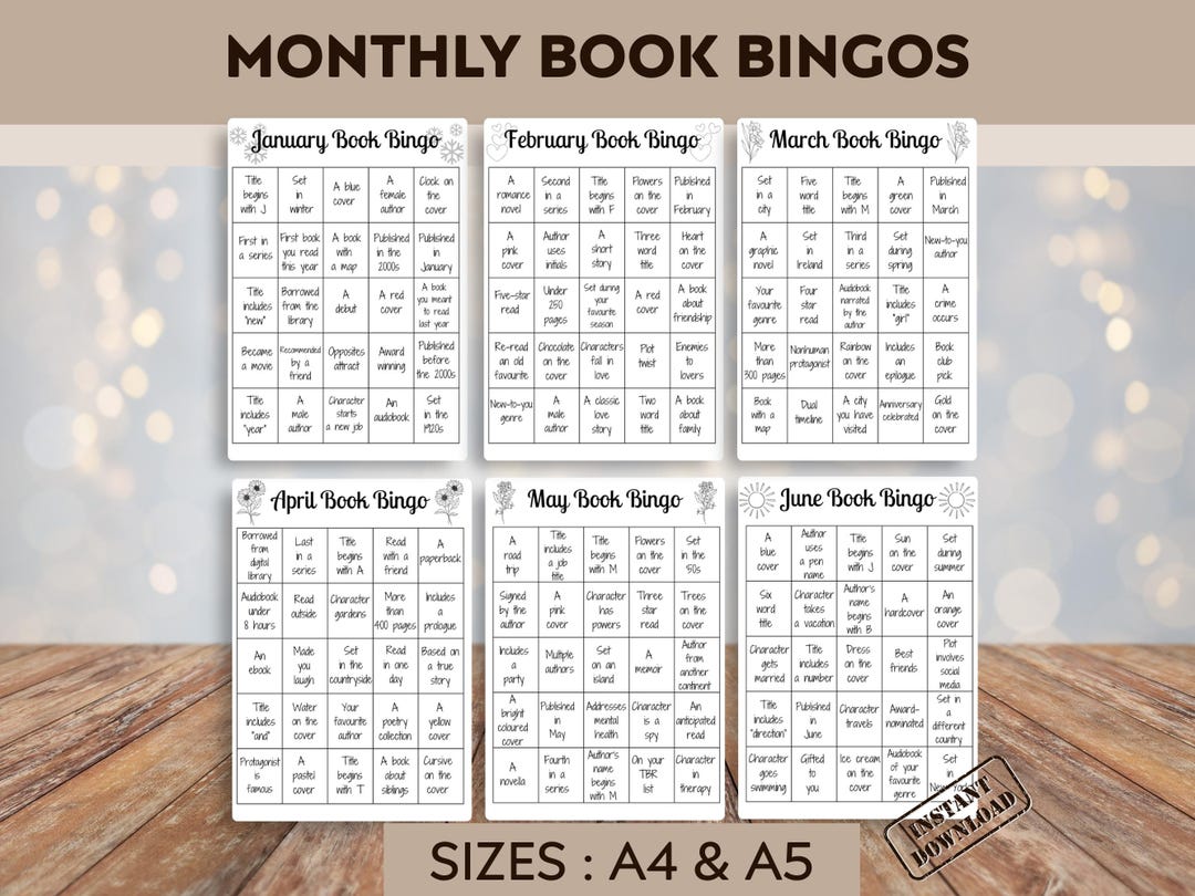Monthly Book Bingo Reading Challenge (A4/A5 PDF) - Etsy
