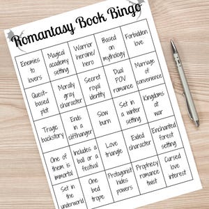 Romantasy Book Bingo Printable: Reading Challenge (PDF Download) - Etsy