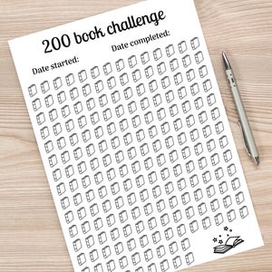 200 Book Reading Challenge Tracker: Printable Journal Page (PDF ...