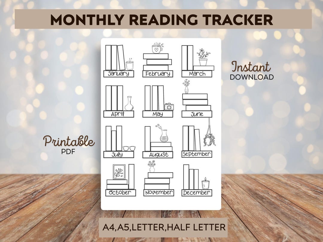 Printable Monthly Reading Challenge Tracker: Book Journal Planner ...