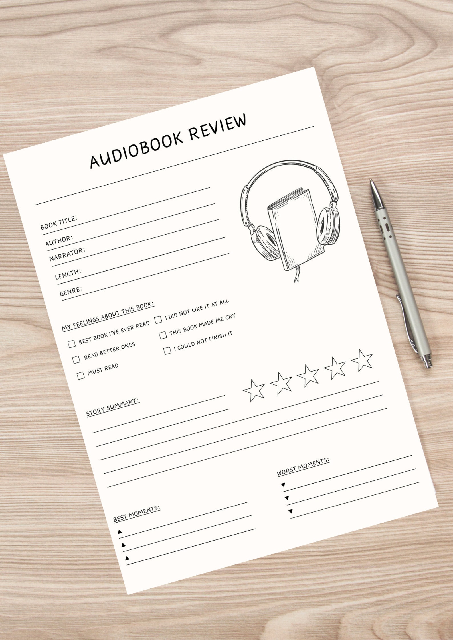 Audiobook Review - Printable Audiobook Review - Printable Template ...
