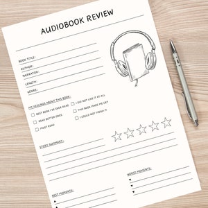 Audiobook Review Printable Audiobook Review Printable Template Book ...