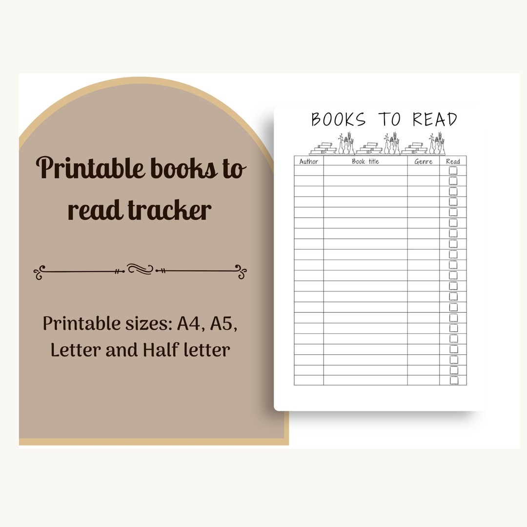 Books to Read List - Book Reading Tracker Printable - Book List ...