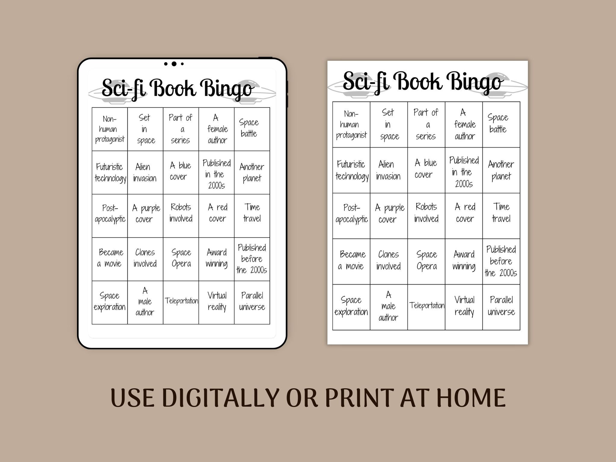 Sci-fi Book Bingo Printable Book Bingo Printable Tracker Reading ...
