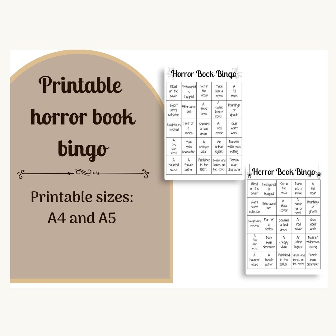 Horror Book Bingo - Printable Book Bingo - Printable Tracker - Reading ...