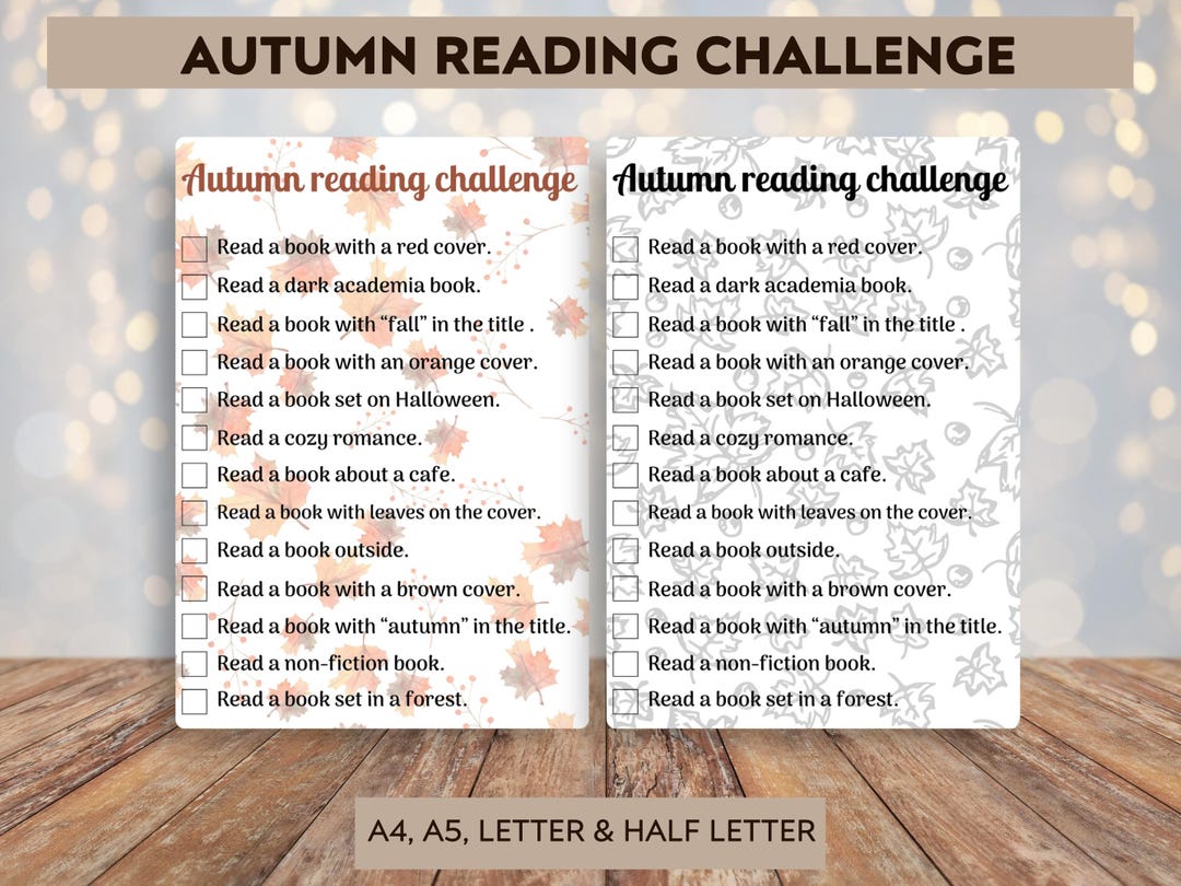 Autumn Reading Challenge: Printable Book Tracker (digital Download, PDF ...
