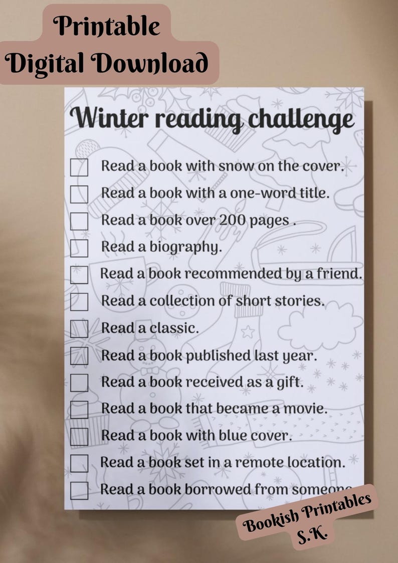 Winter Reading Challenge - Printable Journal Page - Printable Reading ...