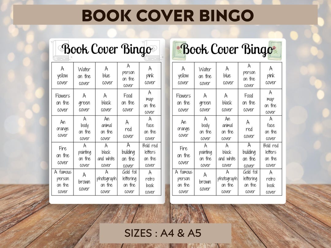 Book Cover Bingo Printable: Reading Challenge Game (A4/A5 PDF Download ...