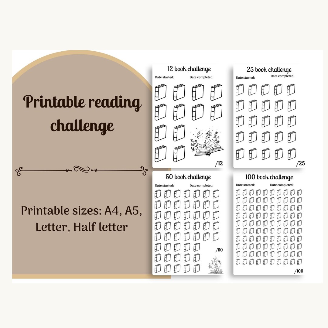 Printable Book Reading Challenge Trackers - Reading Log - Reading ...