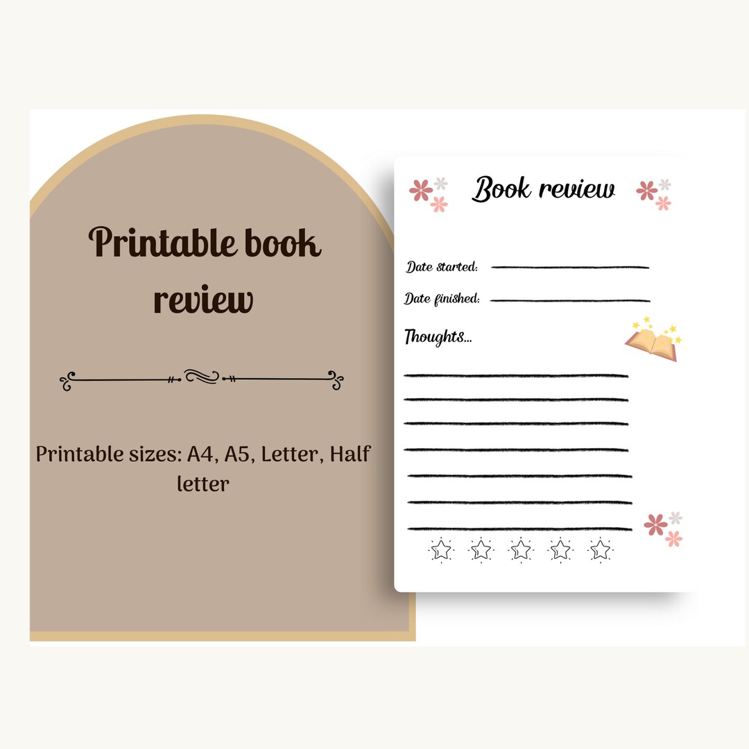 Book Review , Printable Book Review, Printable Template, Instant ...