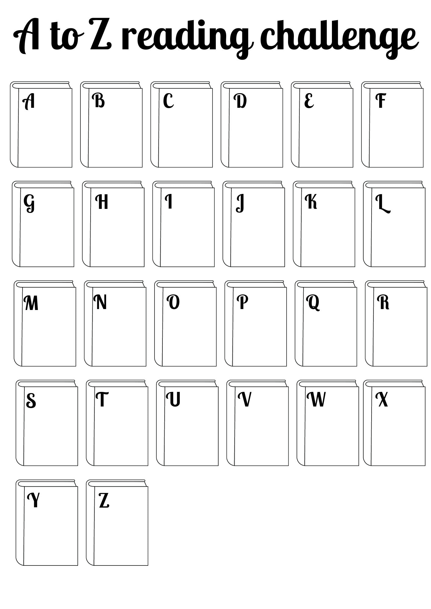 A to Z Reading Challenge Printable Reading Challenge Reading Tracker ...