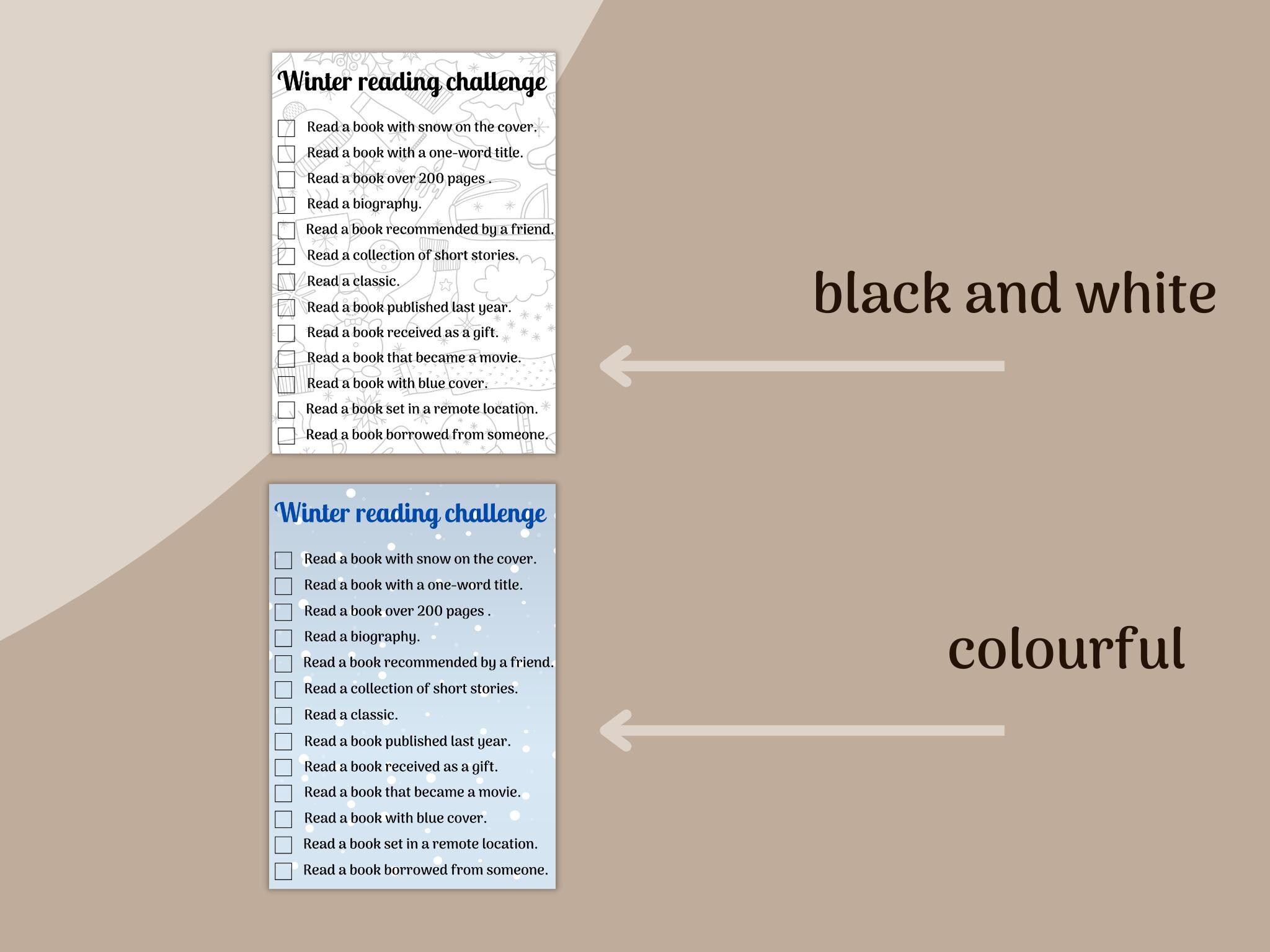 Winter Reading Challenge - Printable Journal Page - Printable Reading ...